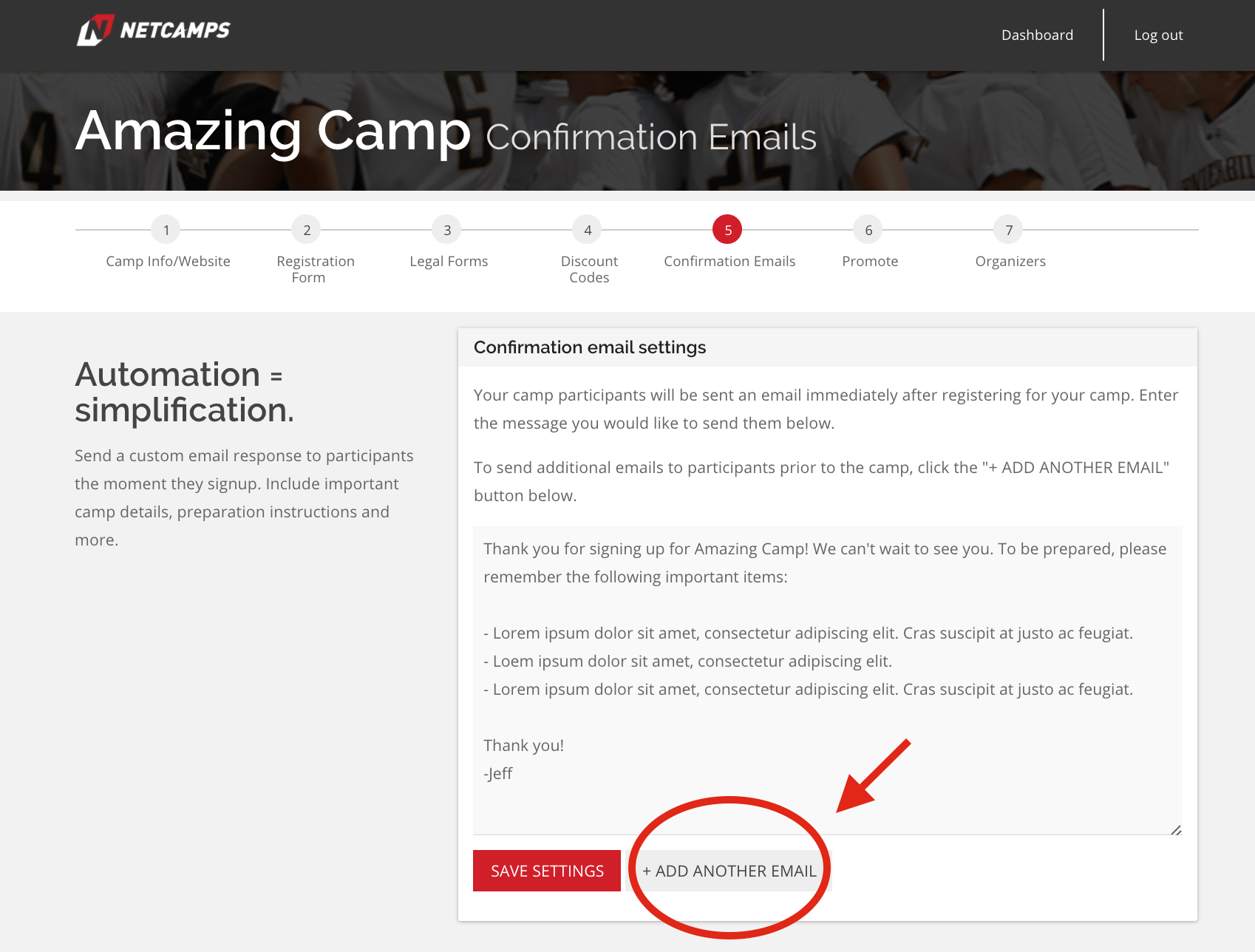 Send Reminder Emails to Campers Automatically - NetCamps